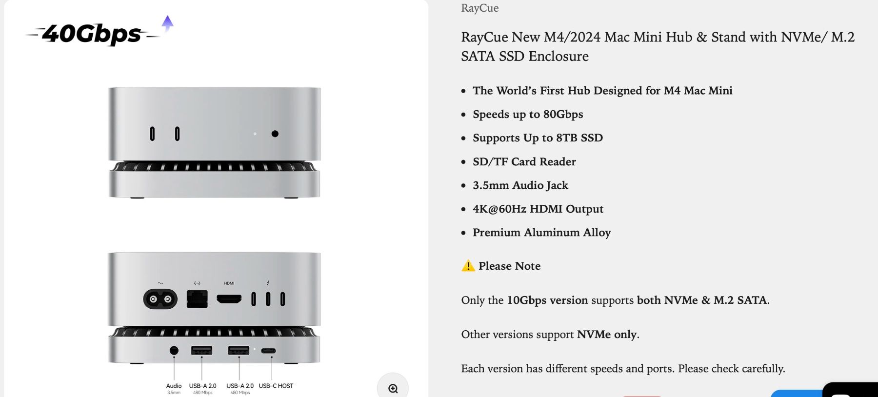 Apple Mac mini M4 (16GB/256GB/10GB Eth) + 40Gbps NVME hub (Gebraucht ...