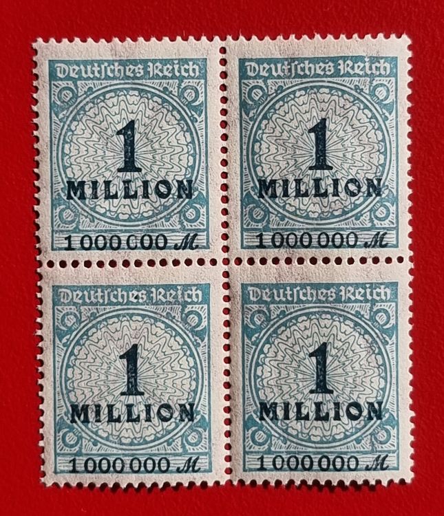 DEUTSCHES REICH INFLATION 1 MILLION IM VIERERBLOCK 1923** | Kaufen auf Ricardo