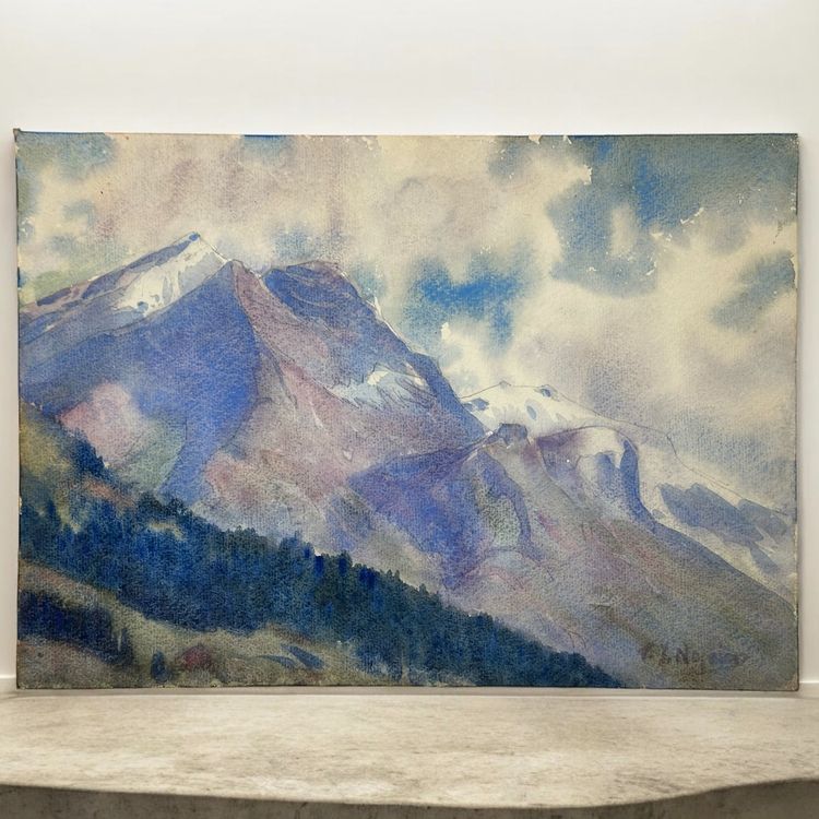 X.K. NOGAIEV ancienne aquarelle paysage de montagne (Gebraucht) in Morges für CHF 65 – mit ...
