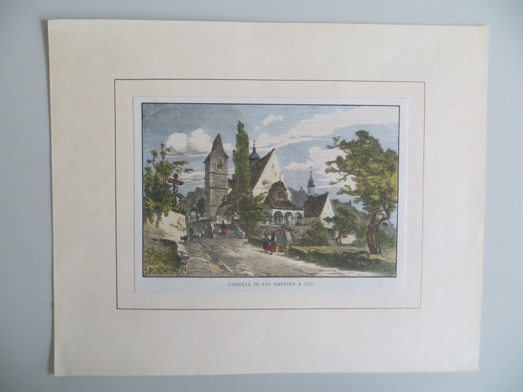 Schöner Stich der Stadt Zug mit der Cappella di San Martino (Gebraucht ...