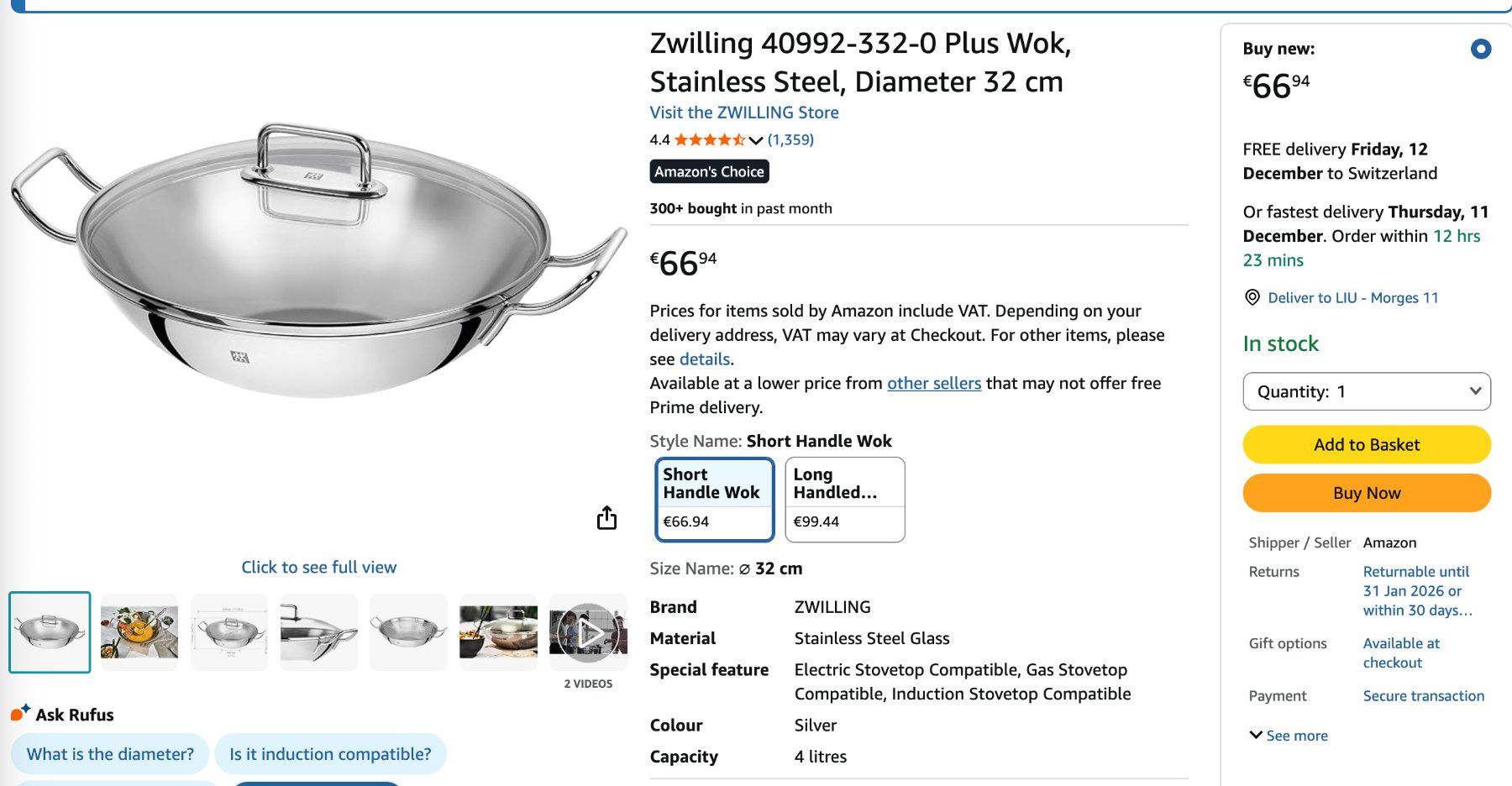 Zwilling Plus Wok 32cm - Like New, 90% Condition (Gebraucht) in Morges ...