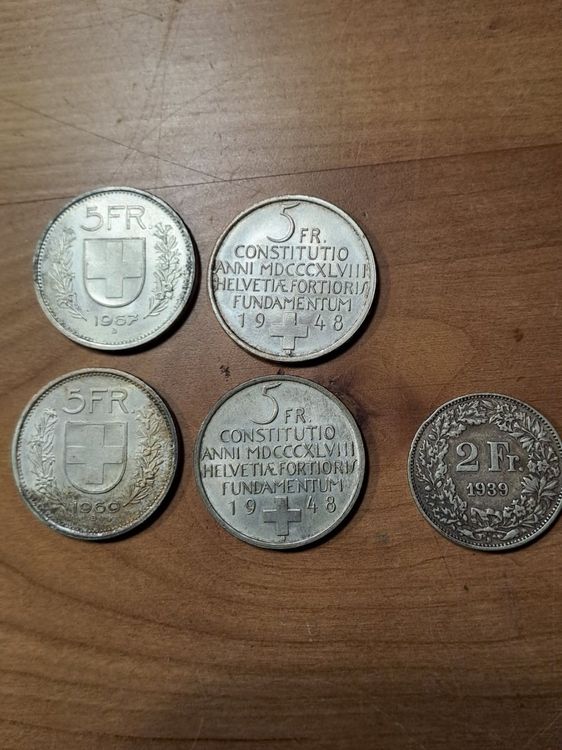 13 Schweizer MÜNZEN Silber 5Fr. 2 Fr. 1Fr. 50Rappen | Kaufen auf Ricardo