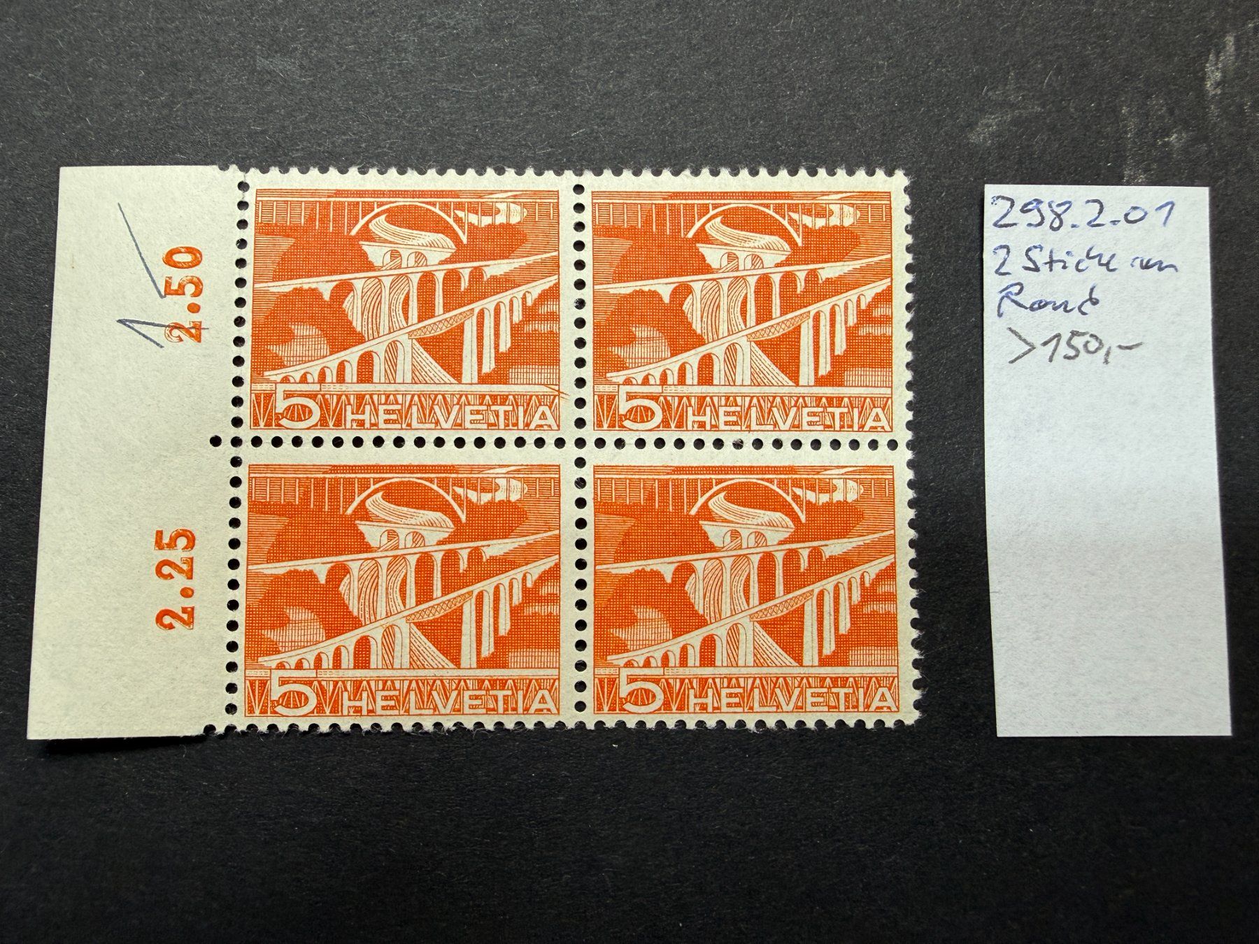 Seltene Abart Zu. 298.2.01 Striche im Rand, postfr. 4er Bl. (Neu (gemäss Beschreibung)) in ...