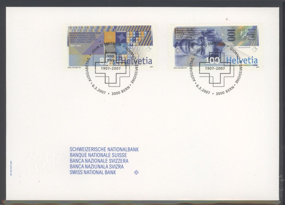 2007, FDC, 100 Jahre Schweizer Nationalbank | Kaufen auf Ricardo