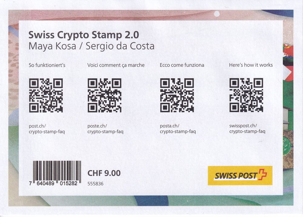 Swiss Crypto Stamp 2.0 Token Maya Kosa, ab Nennwert++ (Gebraucht) in ...