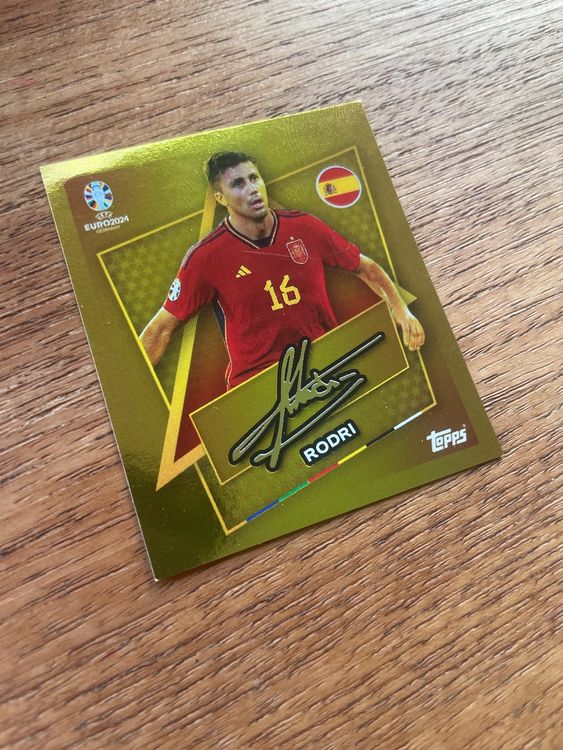 ESP SP Rodri Gold mit Unterschrift (Topps Euro 2024 Sticker) (Neu und ...