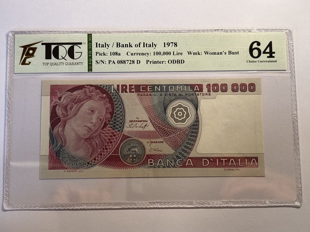 Italien 100'000 Lire Banknote 1978, TQG 64, Top Zustand! (Neu (gemäss ...