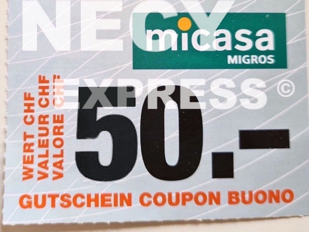 MICASA Migros Gutschein CHF 50.– (Neu (gemäss Beschreibung)) in Zürich für CHF 10 – mit ...