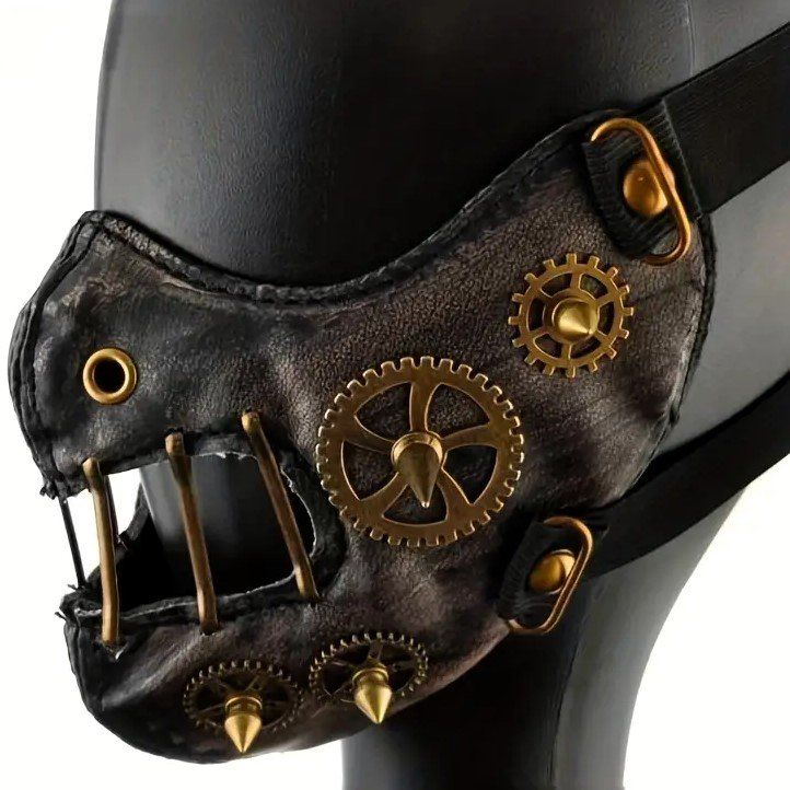 😎 Coole Steampunk-Schutzmaske mit Nieten 😎 (Nuovo e nell'imballaggio ...