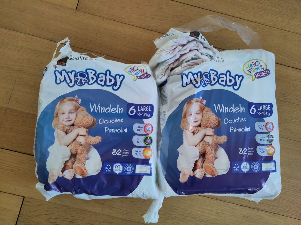 My Baby Windeln Gr.6 13-18kg 2 Packungen à ca 20 Stück offen (Neu ...