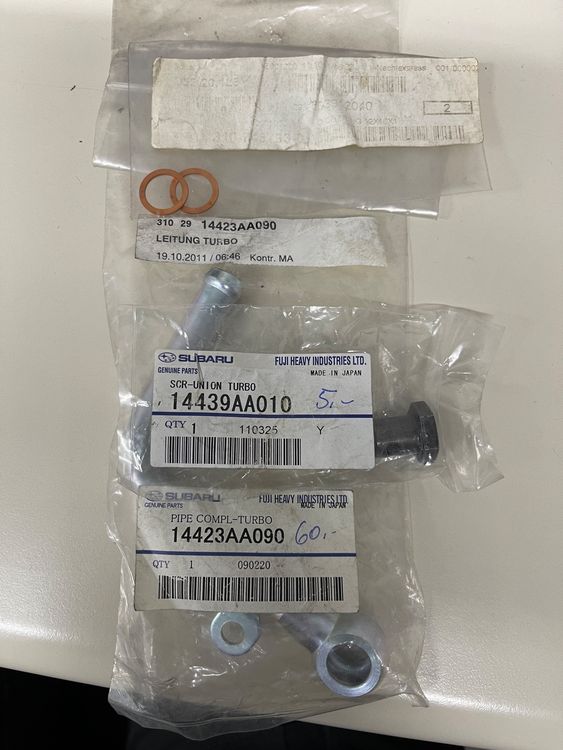 SUBARU IMPREZA LEITUNG TURBO/HOHLSCHRAUBE/DICHTUNG (Neu und ...
