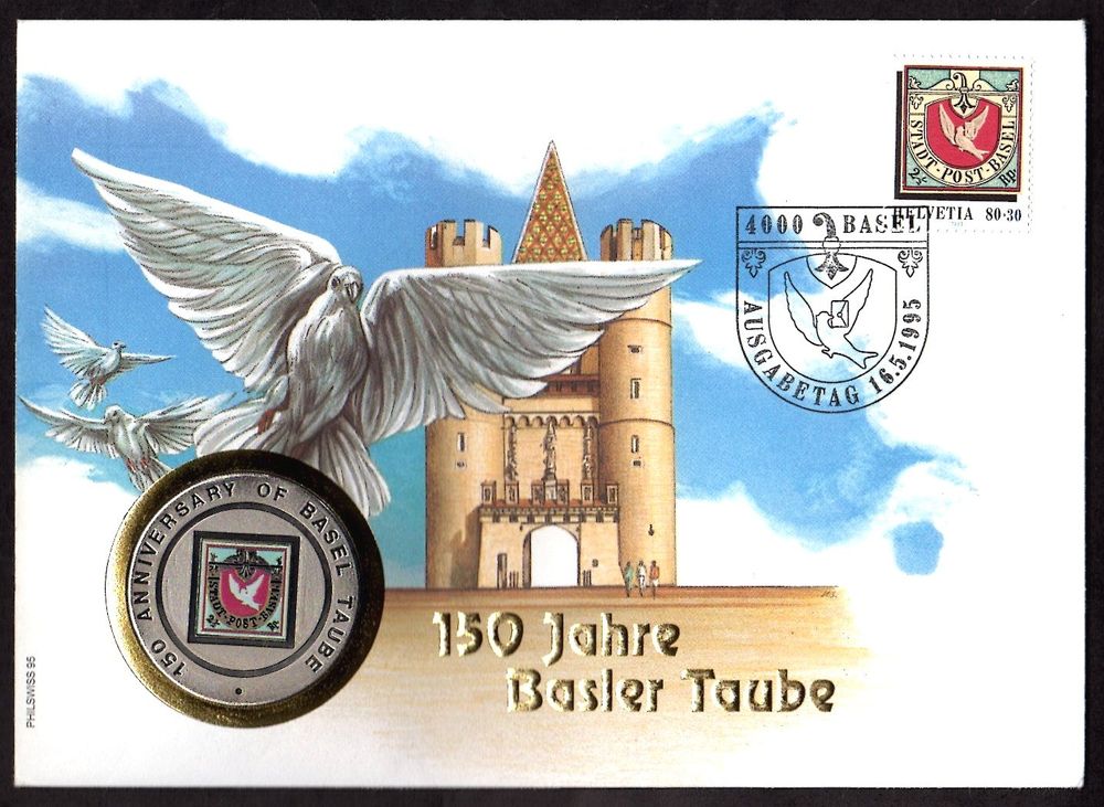 Numis: 150 Jahre Basler Taube, mit Farb-Medaille (Neu (gemäss Beschreibung)) in Walzenhausen für ...