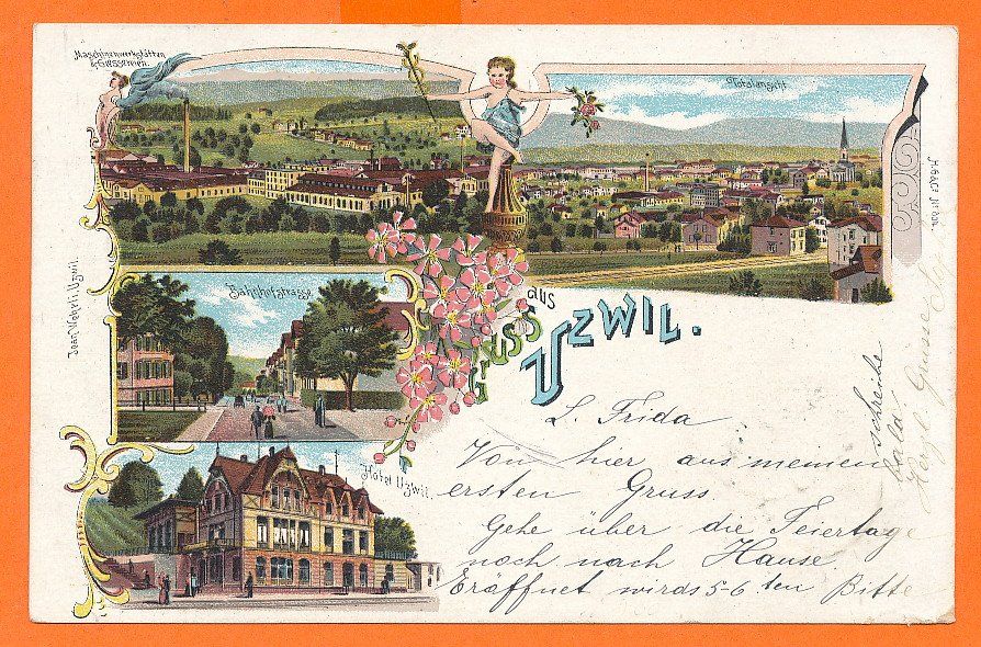 Gruss aus UTZWIL /SG - 4-bildige Litho von 1900 | Kaufen auf Ricardo