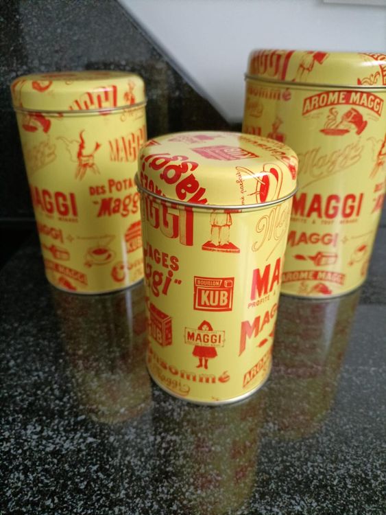 3 Maggi-Dosen, Kult, Vintage, Retro, gelb, rot (Neu (gemäss ...