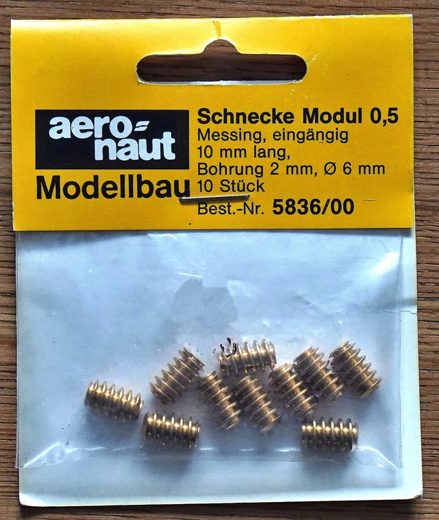 Schnecke 0.5 Modul, 10mm lang, 6mm dia. Messing - 10 Stück (Neu und ...