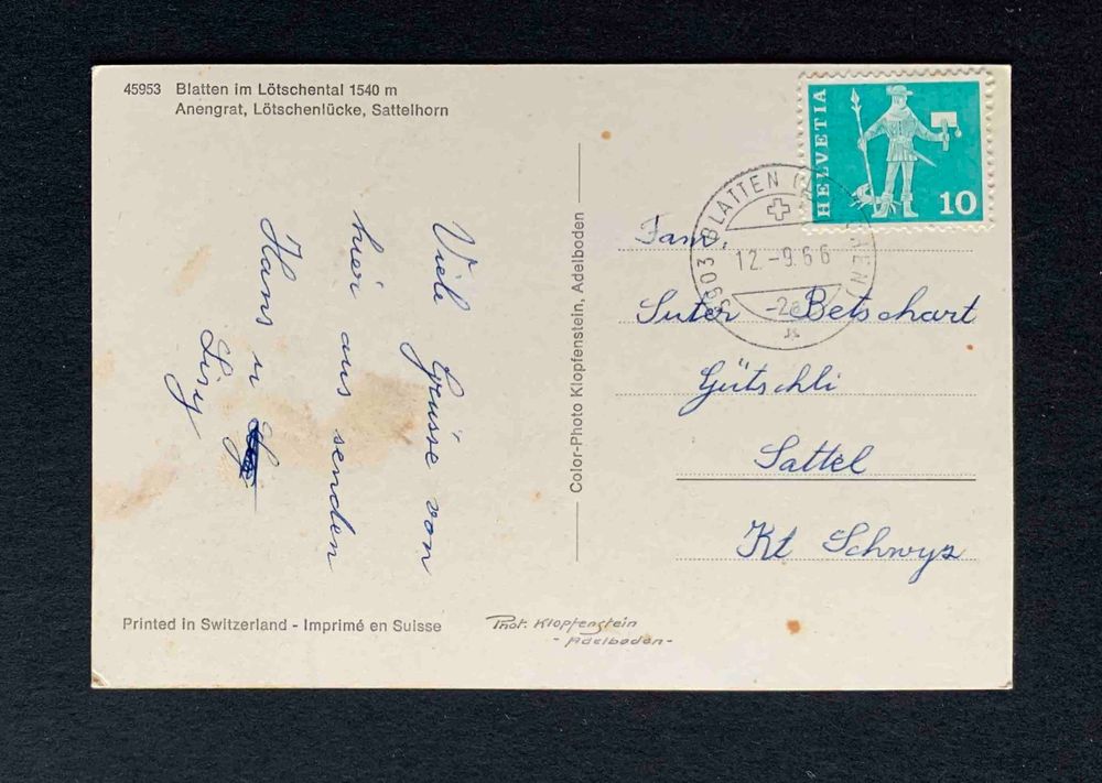 AK Blatten im Lötschental Anengrat Lötschenlücke Sattelhorn (Gebraucht) in Goldau für CHF 3 ...