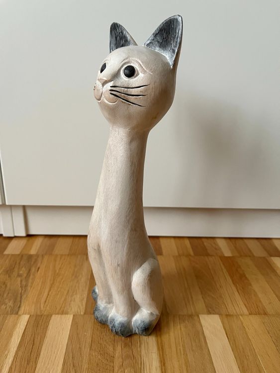 Vintage Holz Katzenstatue Katze 30 cm Top Zustand (Gebraucht) in ...