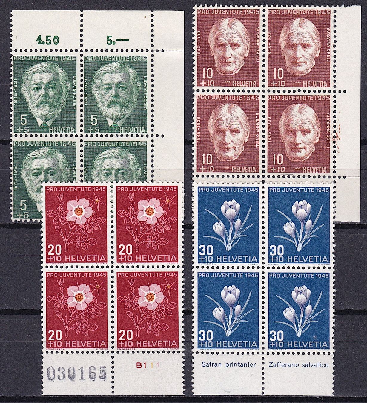 PJ 1945 im 4er-Block**, Kat. 28.- (Neu (gemäss Beschreibung)) in Richterswil für CHF 1 – mit ...