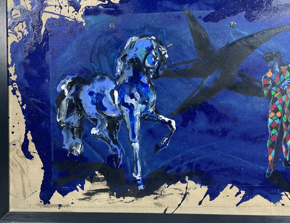 Rolf Knie (1949) grosses Gemälde - Harlekin mit Pferd (Gebraucht) in Root für CHF 1740 – mit ...