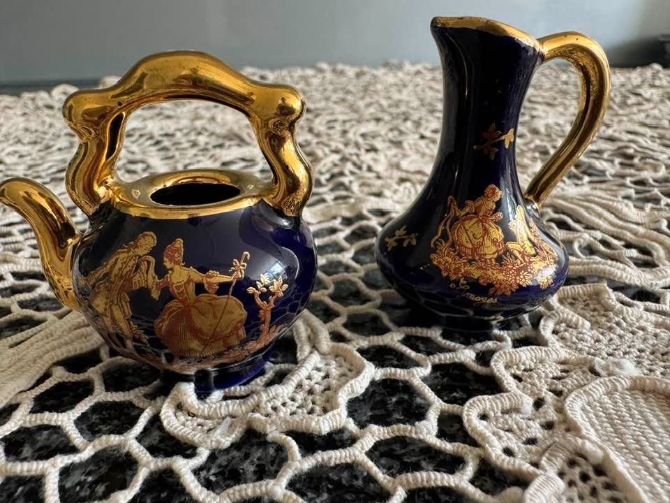 Mini-Limoges-Set (Frankreich) mit Golddekor, 5–6 cm (Neu (gemäss ...