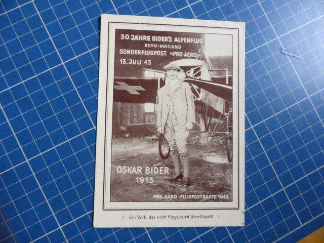 Oskar Bider,Foto,30 J.Alpenflug,Pro Aero,Stempel,Frankatur (Gebraucht ...