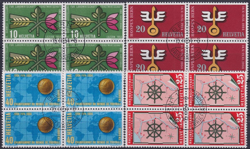 1954, Nr.316-319 Viererblöcke mit ET-Stempel. SBK: 130.- (Gebraucht) in Sursee für CHF 29.9 ...