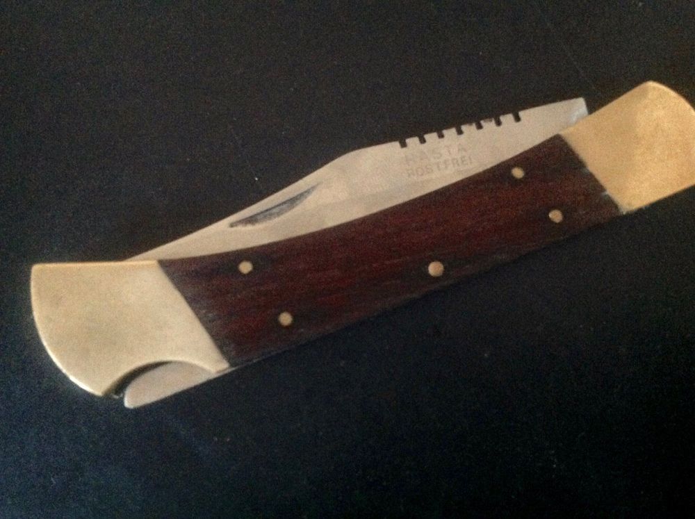 E., Angel- Messer Fisch Jagd Sackmesser mit Tasche antik | Kaufen auf ...