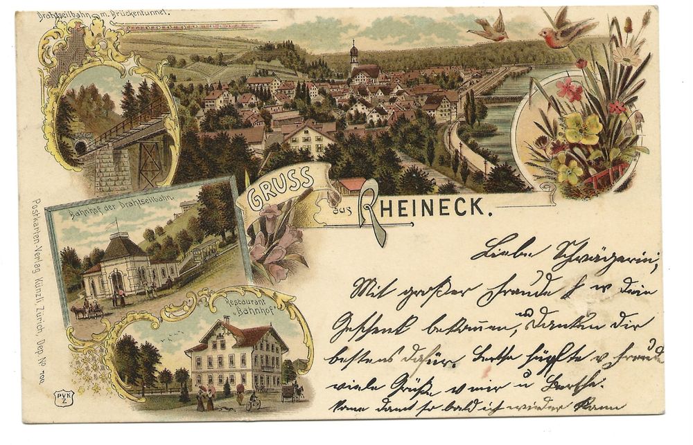 Gruss aus Rheineck (SG) Restaurant Bahnhof - Litho - 1900 (Gebraucht) in Engelburg für CHF 13.9 ...