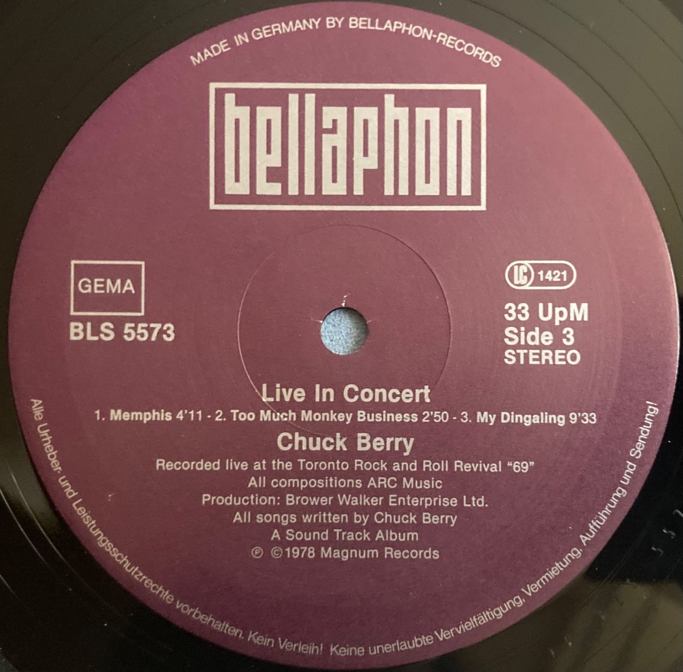 CHUCK BERRY - LIVE IN CONCERT (D'occasion) à Poliez-Pittet pour CHF 13 ...