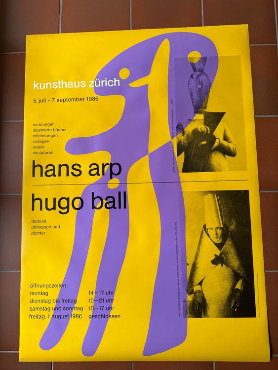 Original Ausstellungsplakat hans arp hugo ball, 1986 (Gebraucht) in ...