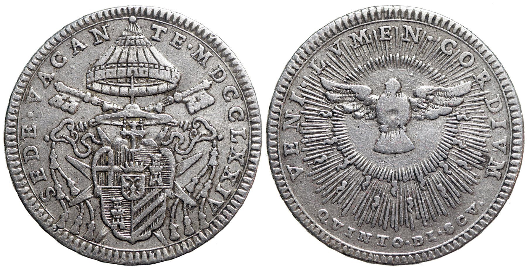 b- Italien, Rom, Quinto di Scudo (Doppio Giulio) 1774 (Gebraucht) in ...