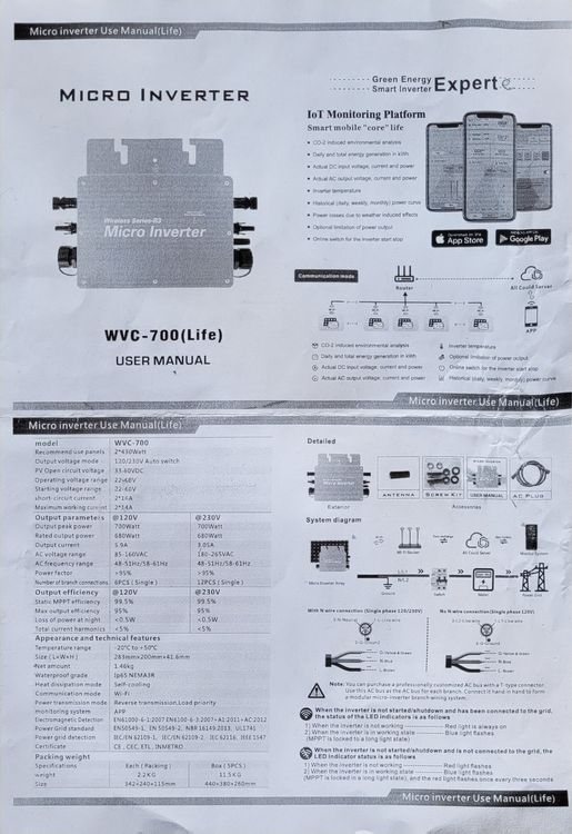 MicroInverter WVC-700 Balkonsolarwechselrichter 700Watt WLAN | Kaufen auf Ricardo