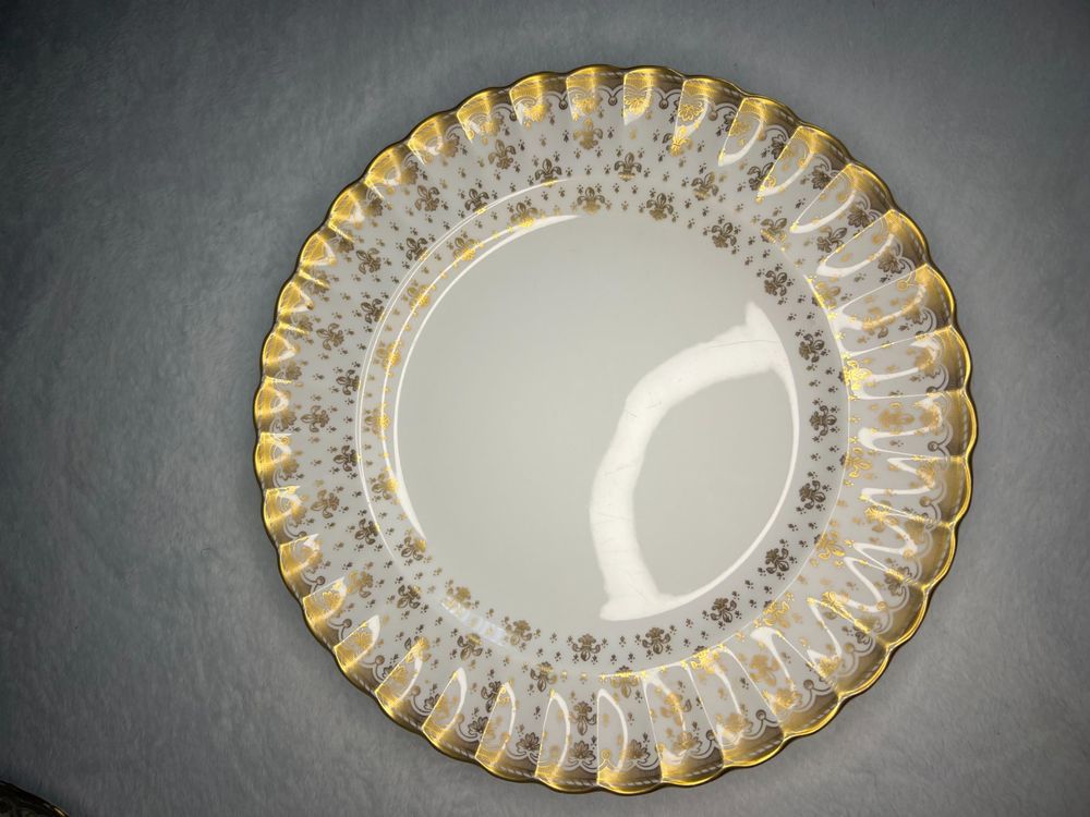 10 Stück Antike Porzellanteller Spode Fleur de Lys Gold, (Gebraucht) in ...