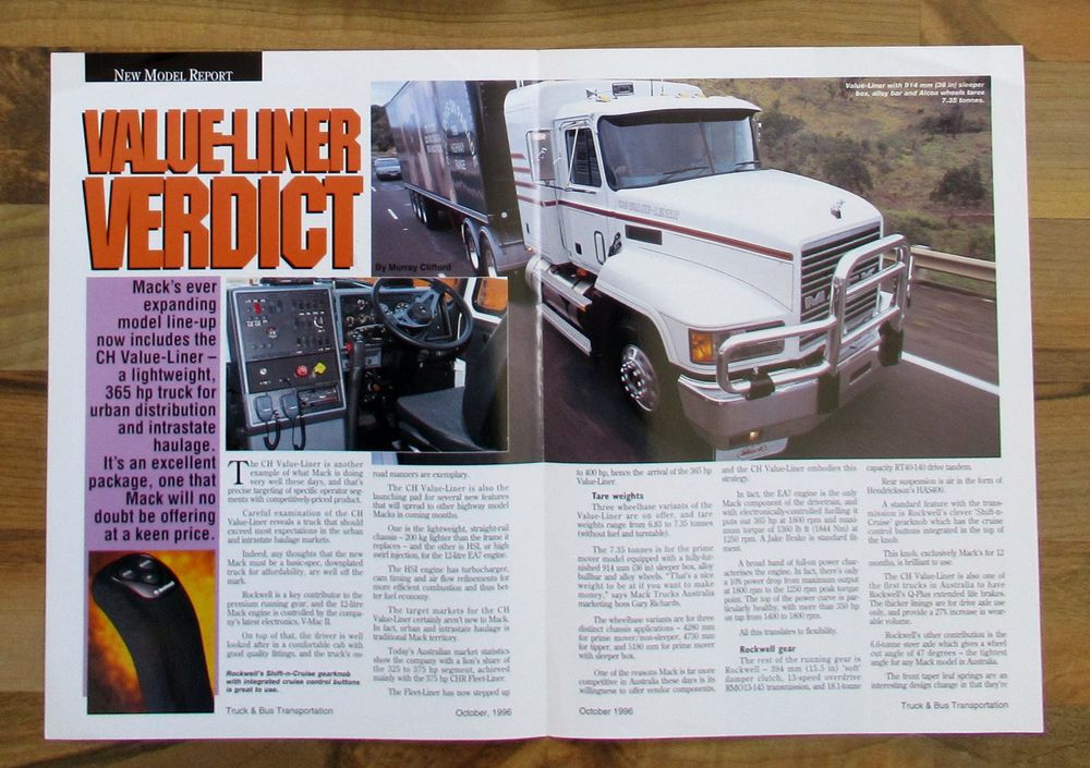 1996 Mack CH Value Liner LKW USA Test Prospekt | Kaufen auf Ricardo