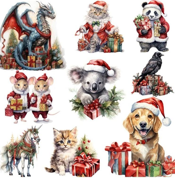 20 Vintage Aufkleber - Winter Tiere Lebkuchen (7 Muster) (Neu und ...