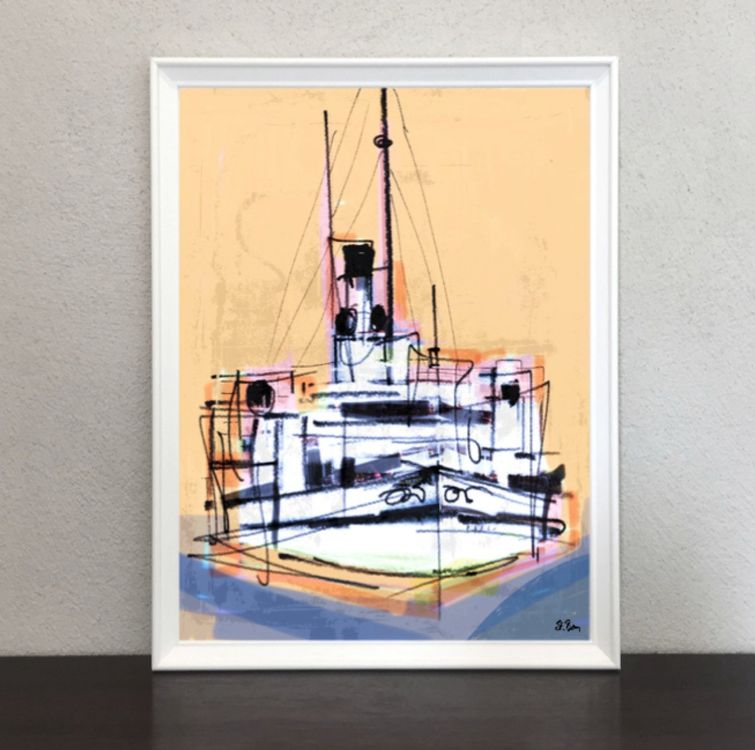 Dampfschiff Expressionismus Kunst Bild Vierwaldstättersee (Neu (gemäss Beschreibung)) in St ...