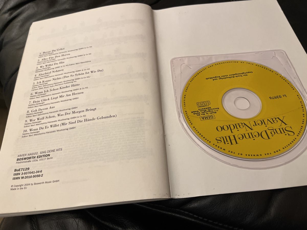 Songbook Xavier Naidoo mit CD (Gebraucht) in hunzenschwil für CHF 20 ...