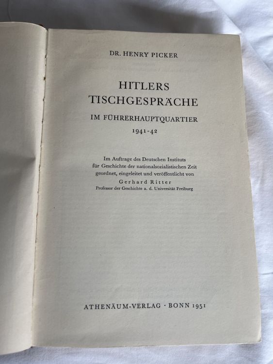Hitlers Tischgespräche 1941-42, Dr. Picker, Rarität! (Gebraucht) in ...