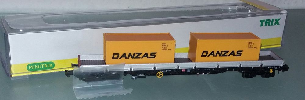 MINITRIX 15271 - - Niederbordwagen mit Containern - Spur N (Neu (gemäss ...