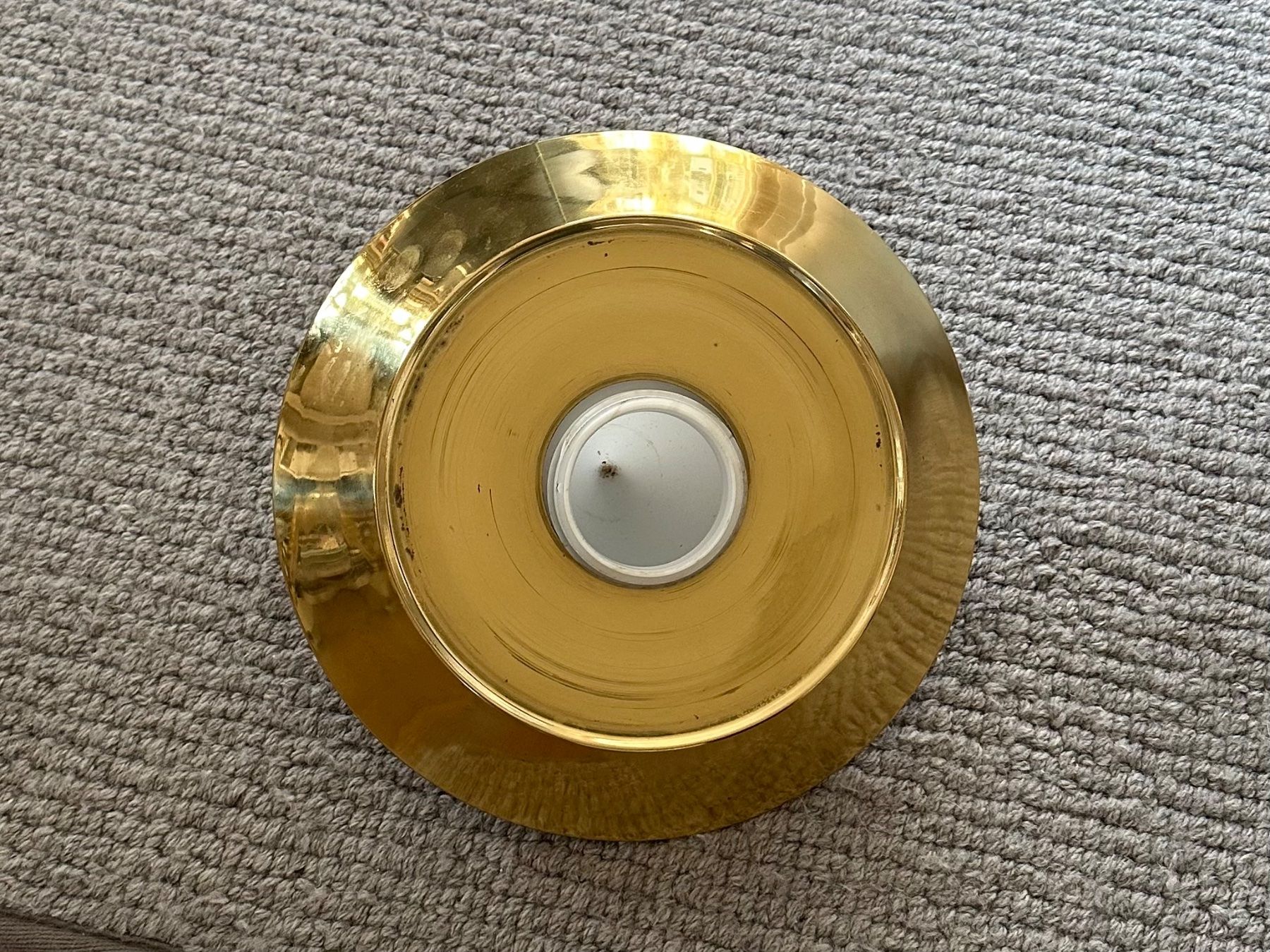🟢 verre opalin + collerette laiton Opalglas mit Messingring (D'occasion ...