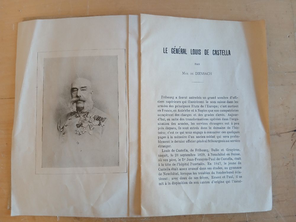 Général Louis de Castella, Fribourg 1896, très rare! (D'occasion) à ...