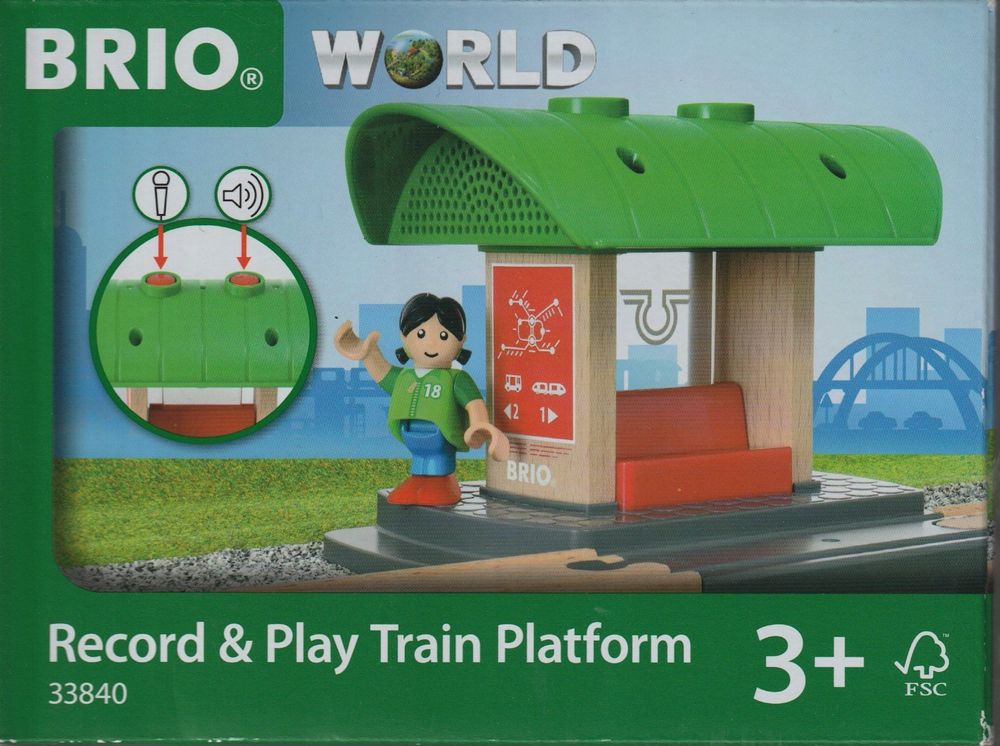 BRIO 33840 RECORD & PLAY TRAIN PLATFORM WOODEN RAILWAY TRACK (Neu und ...