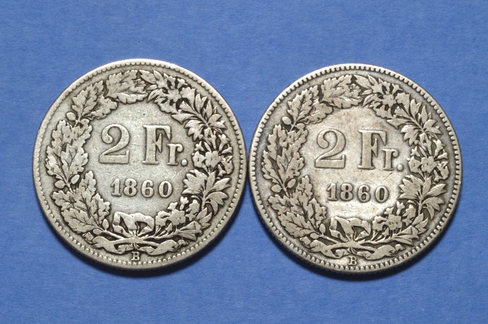2 Franken 1860 (2X) (Gebraucht) in Oberglatt ZH für CHF 76 – mit Lieferung auf Ricardo kaufen