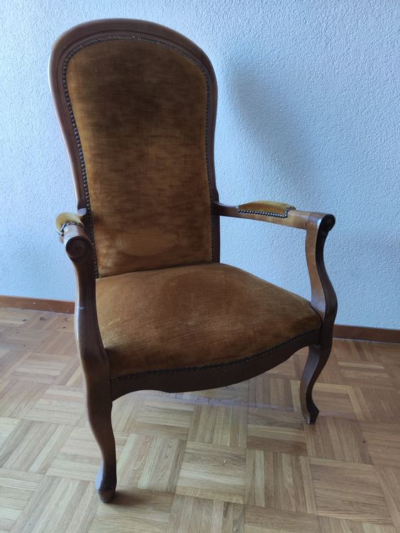Alter Sessel antik Biedermeier Stil - bequem Senf Farbe | Kaufen auf Ricardo