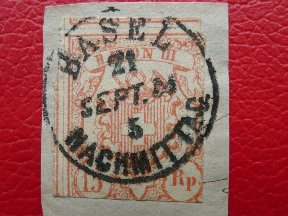 Rayon III: Nr.20, Type 8 +Orts-Stempel: BASEL: 21.SEP.1854 (Gebraucht ...