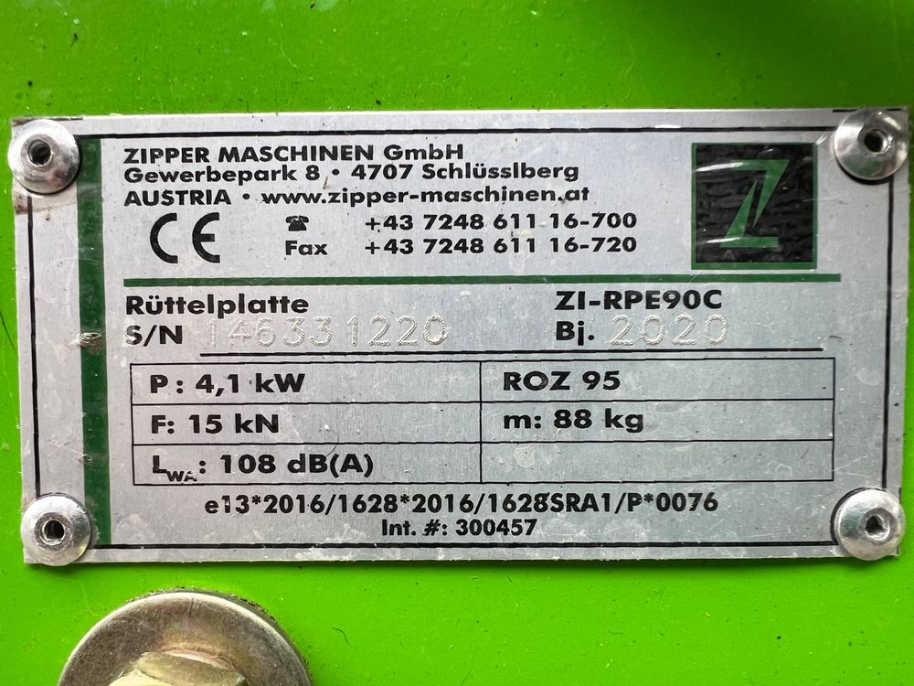 Ruttelplatte Zipper Zi Rpe90c