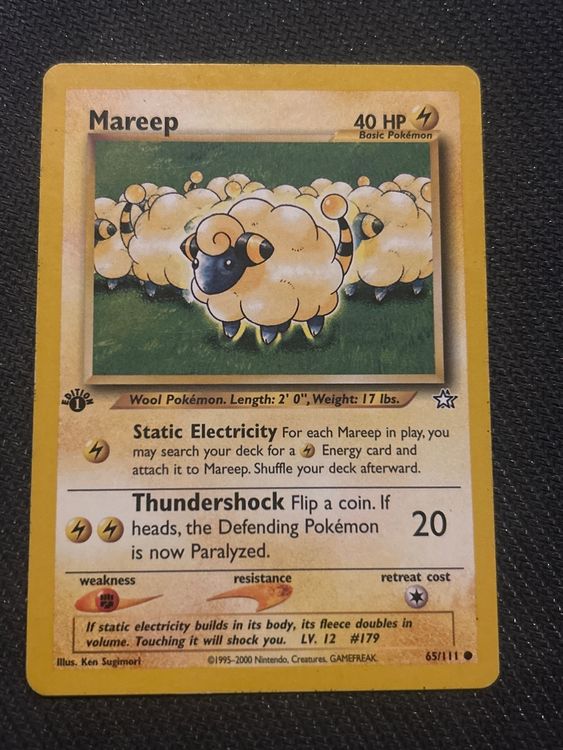 Pokemon card FIRST EDITION old Neo genesis 2000, Mareep 65 | Kaufen auf ...