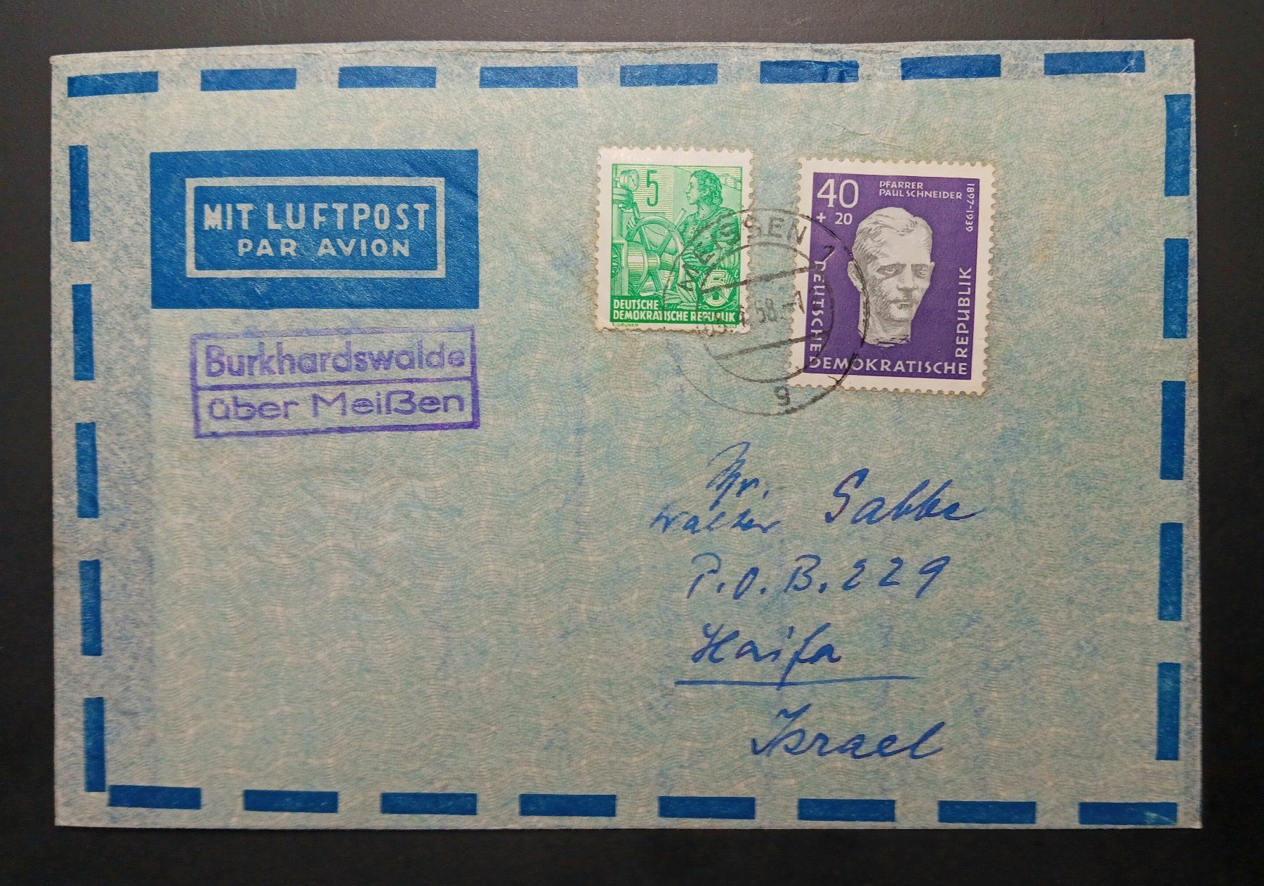 DDR FLUGBRIEF, MEISSEN - HAIFA (ISRAEL) 1958 (Gebraucht) in Holderbank ...