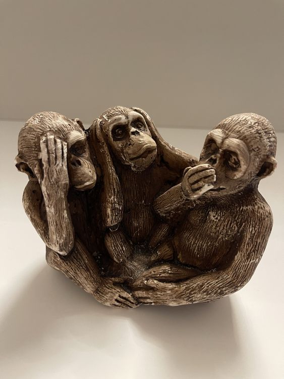 3 Affen "Nichts sehen, hören, sagen" Figur 12x9cm (Gebraucht) in ...