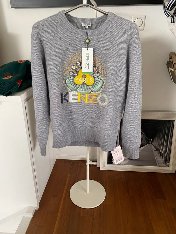 KENZO Paris (L) Grau Pullover mit schönem Designelement (Neu (gemäss ...